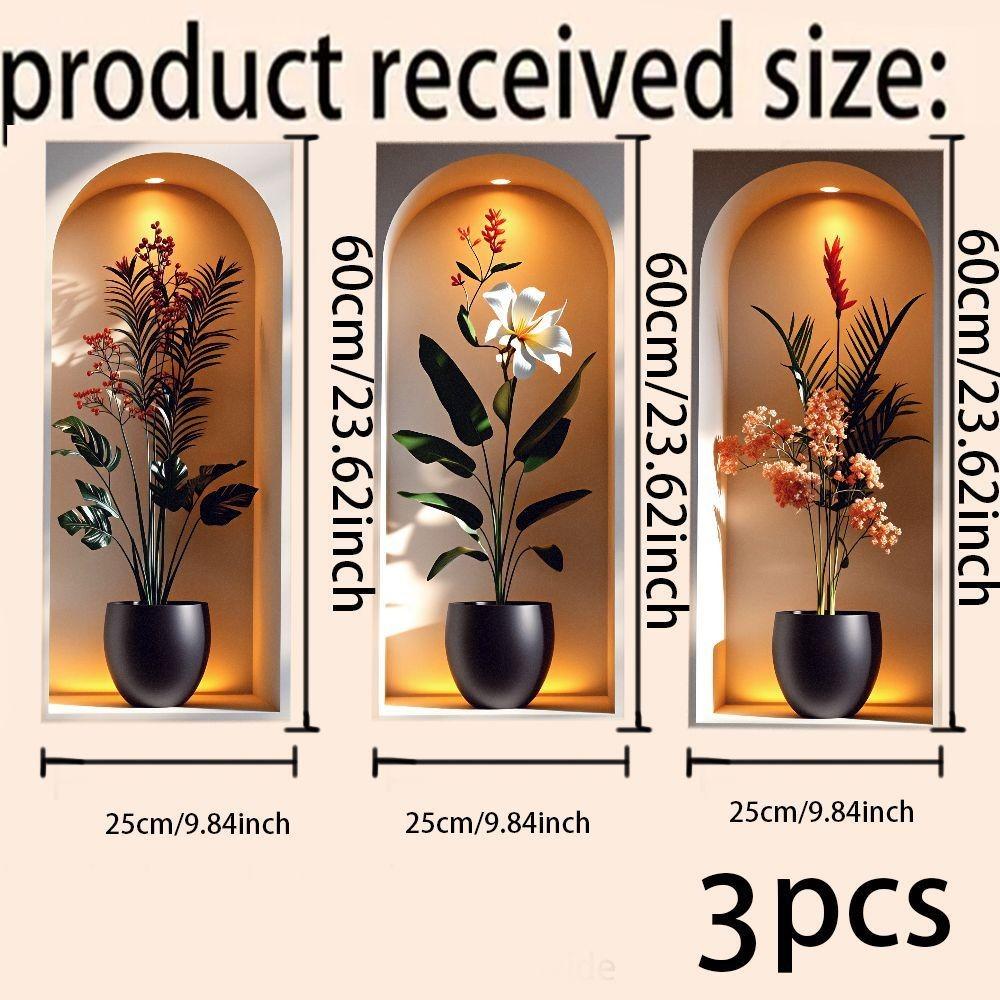 3 Piece Tropical Plant Wall Decorative Stickers, Exotic Leaf Floral ...