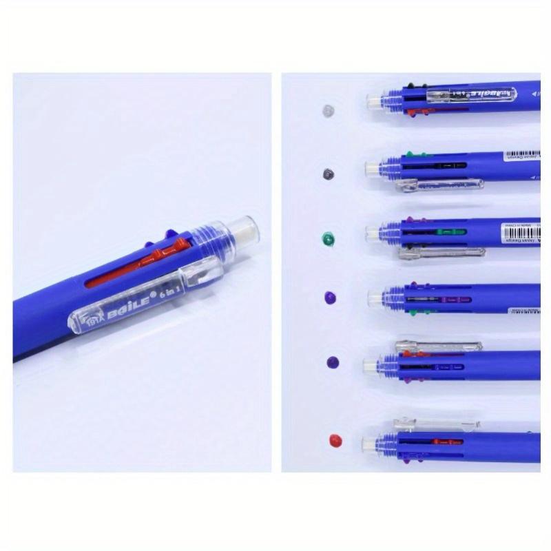 6-in-1 Creative Multicolor Ballpoint Pen Push Type Pens Multifunction ...