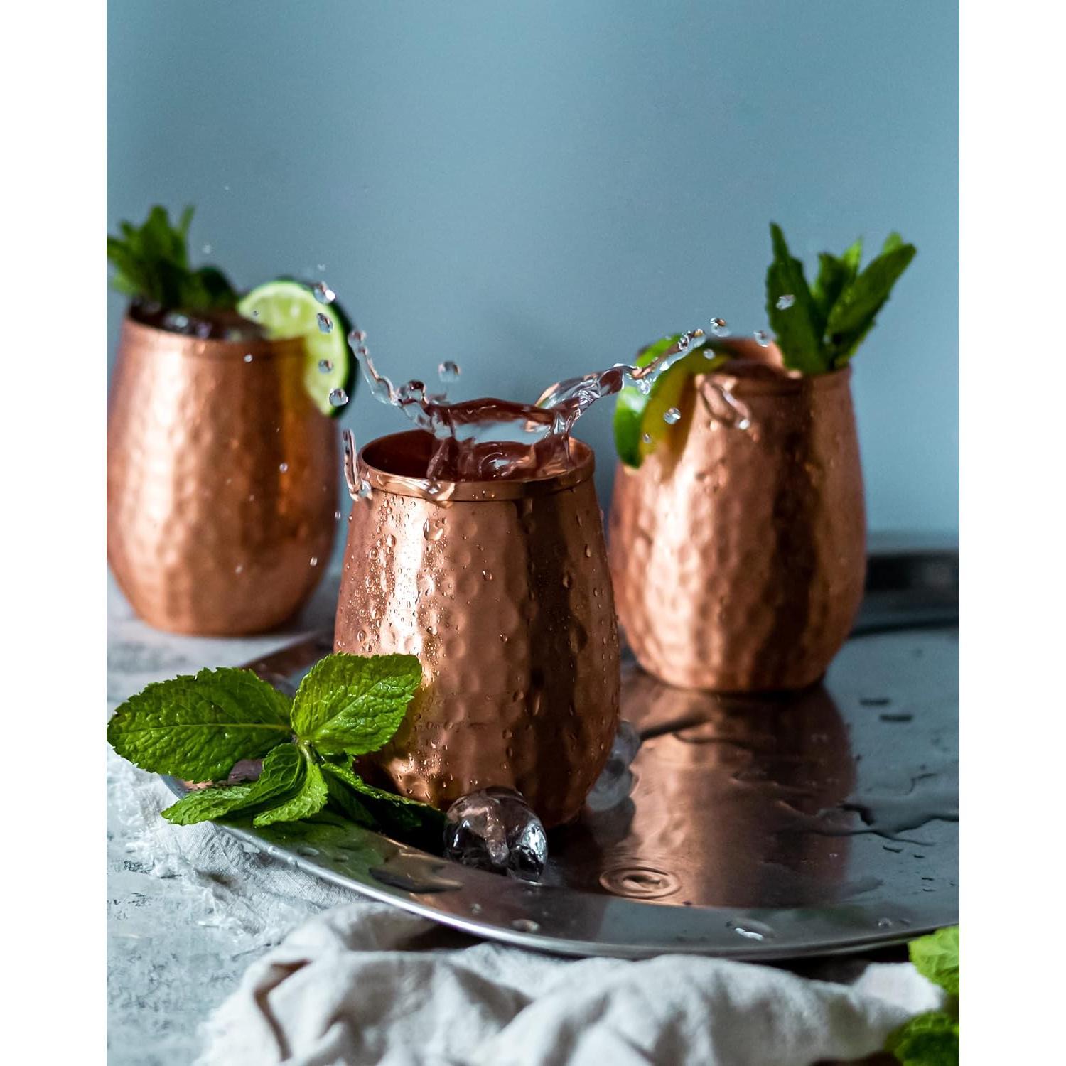 Copper Cups - 12 Oz set of 4 - A Way To - The Pure Copper Tumbler for ...
