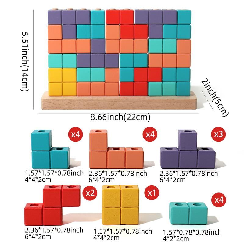 Russian Wooden Block Puzzle Toy, Colorful Space Concept Learning Game ...