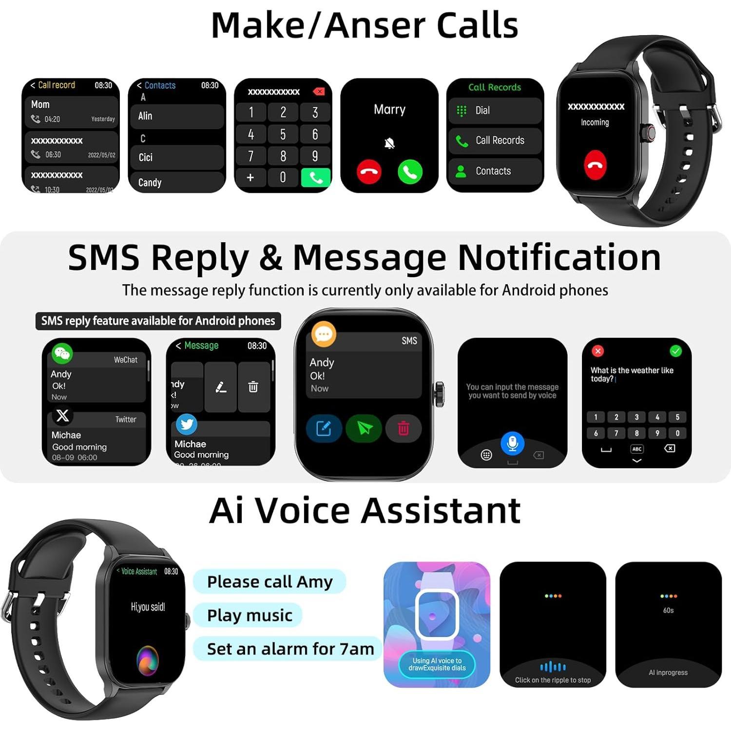 Watch, GPS & Free Maps, 1.96" Screen, AI, Call & Text, , Fitness & 24/7 ...