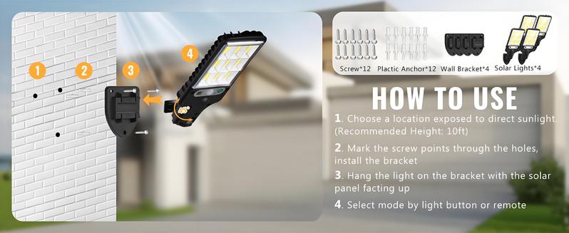 Solar Light Outdoor LED Solar Street Light, Remote Control Outdoor ...