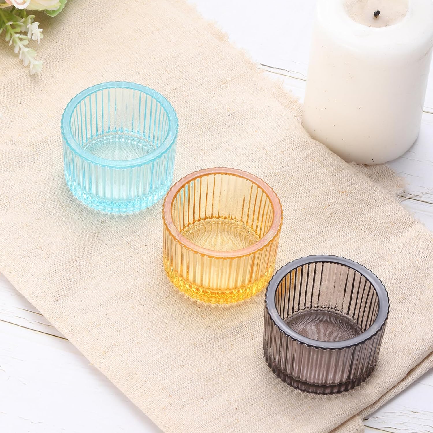 2 count Tealight Candle Holder, Lights Candle Holder Glass Votive ...