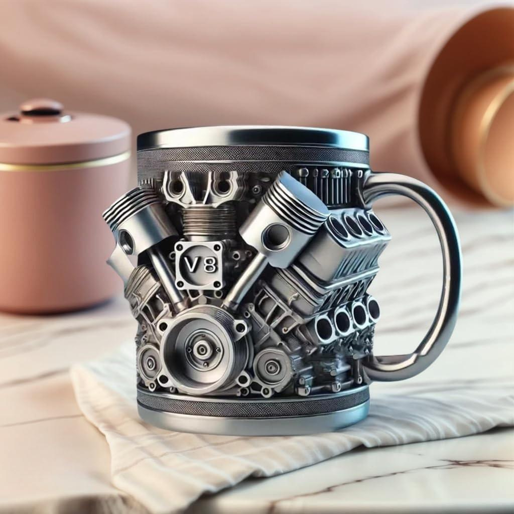 V6/V8 Engines Mug - Unique Car Engine Style with Insulated Grip ...