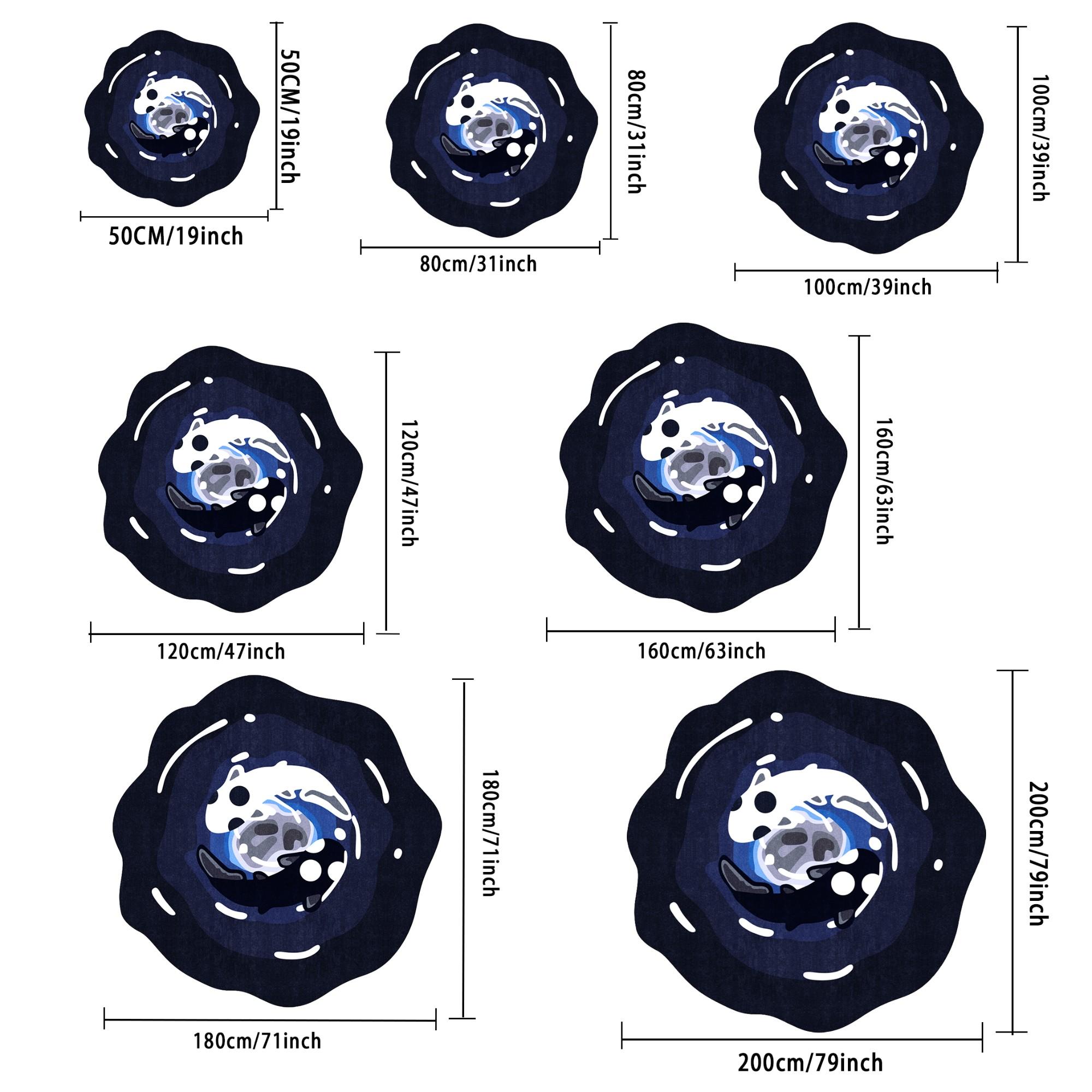 Gradient Blue Koi Vortex Carpet, Soft Anti-Slip Flocked Material ...