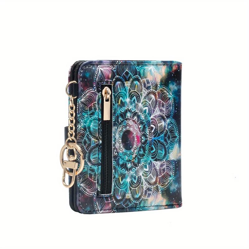 Mandala flower pattern RFID women's wallet, ultra-thin and small credit ...