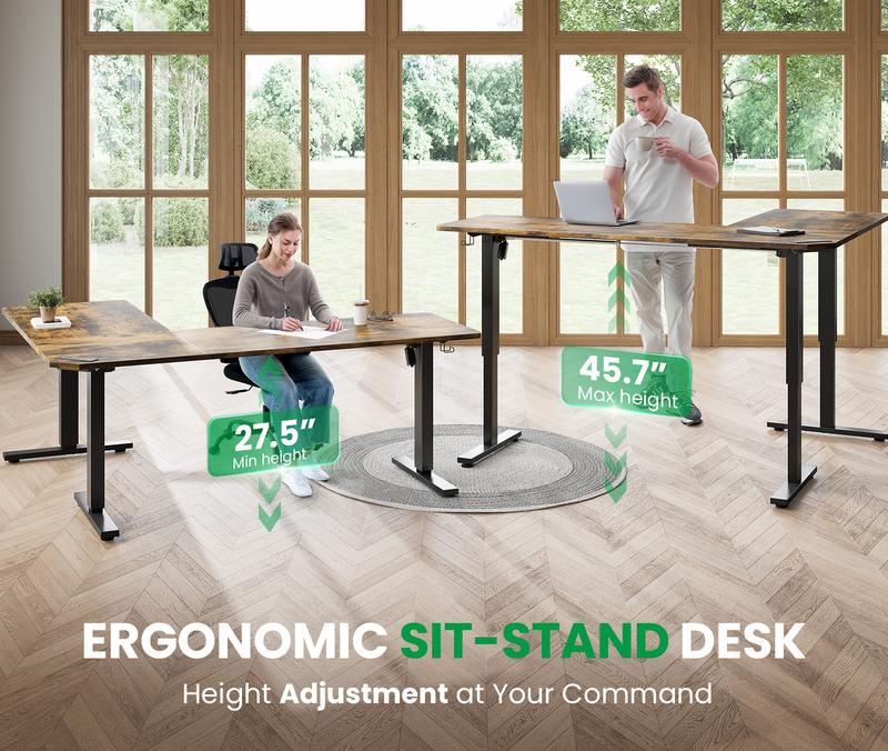 SIAGO L-Shaped Adjustable Standing Desk - 75 x 63 Inch, Adjustable ...