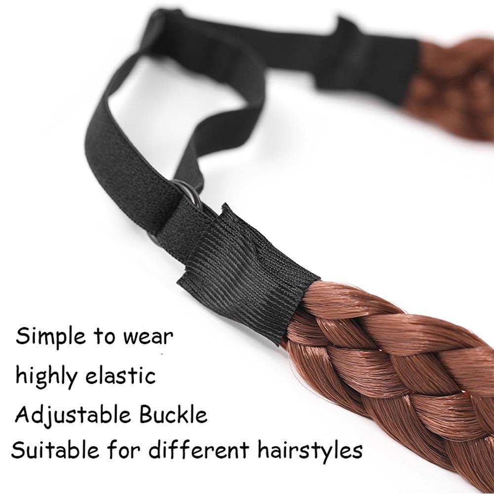 European American Hand‑Braided Headband Wig, Faux Hair Fishbone Braid ...