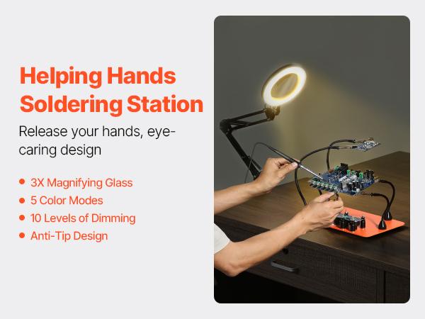 fathersdaygift VEVOR Magnetic Helping Hands Soldering Station, 2-In-1 ...