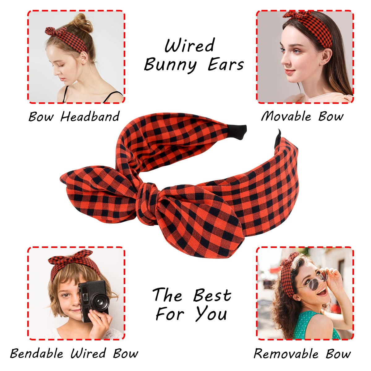 6 count Headbands With Bow, Cute Knotted Wide Headband, Christmas Hair ...