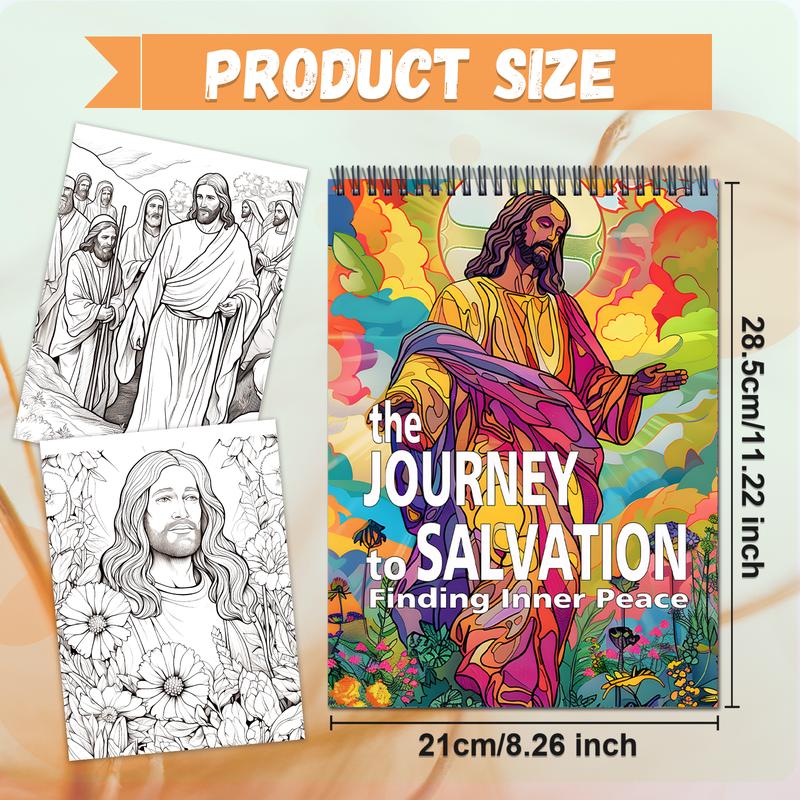 Jesus Faith Themed Adult Spiral devotional color Book, 24 A4 Pages ...