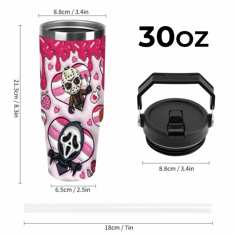 Horror Movie Characters Tumbler (40oz/30oz/20oz) Pink Icing Drip Heart ...