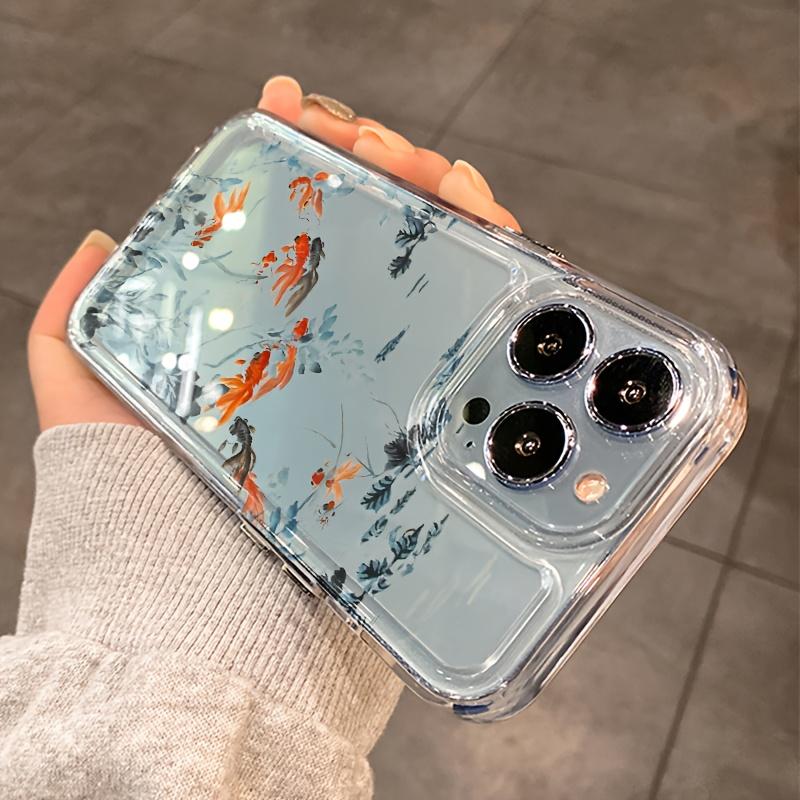 Transparent TPU Full-Cover Phone Case Featuring a Goldfish, Compatible ...