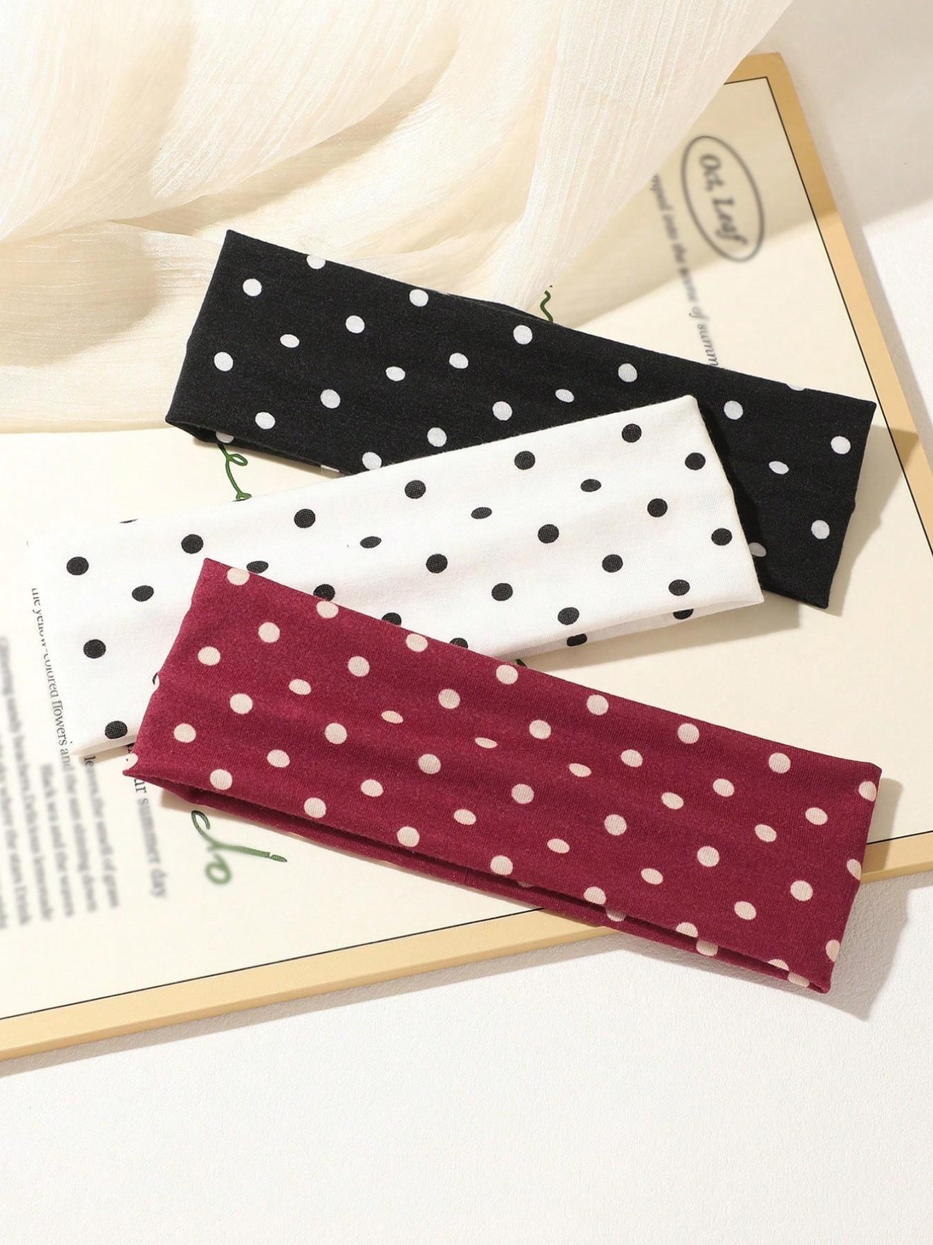 3 Pcs Retro Polka Dot Hairbands, Fashion Sports Headwear, Quick-Dry ...