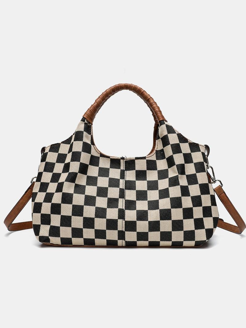 Checkered Purses for Women with Detachable Satchel Strap, Fashion Cute ...