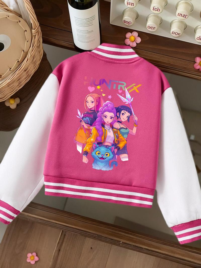 K-Pop Demon Hunters Christmas Jacket, Girls Short Baseball Coat ...