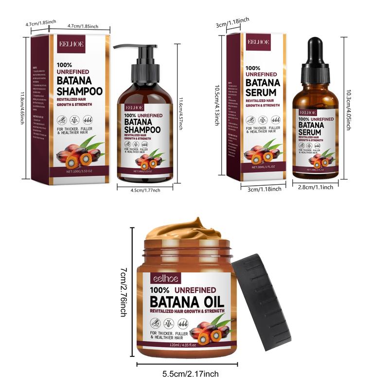 Batana Oil Hair Care Set, 3pcs/set Shampoo & Conditioner Serum, Deep ...