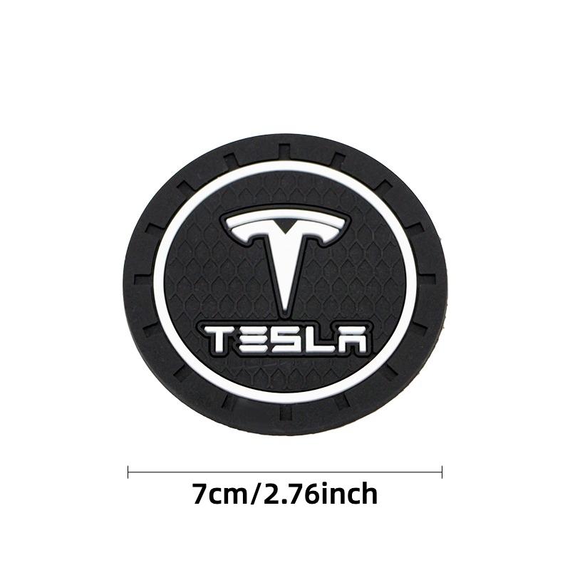 Tesla Car Logo Cup Holder Mat, Round Silicone Anti-Slip Coaster ...