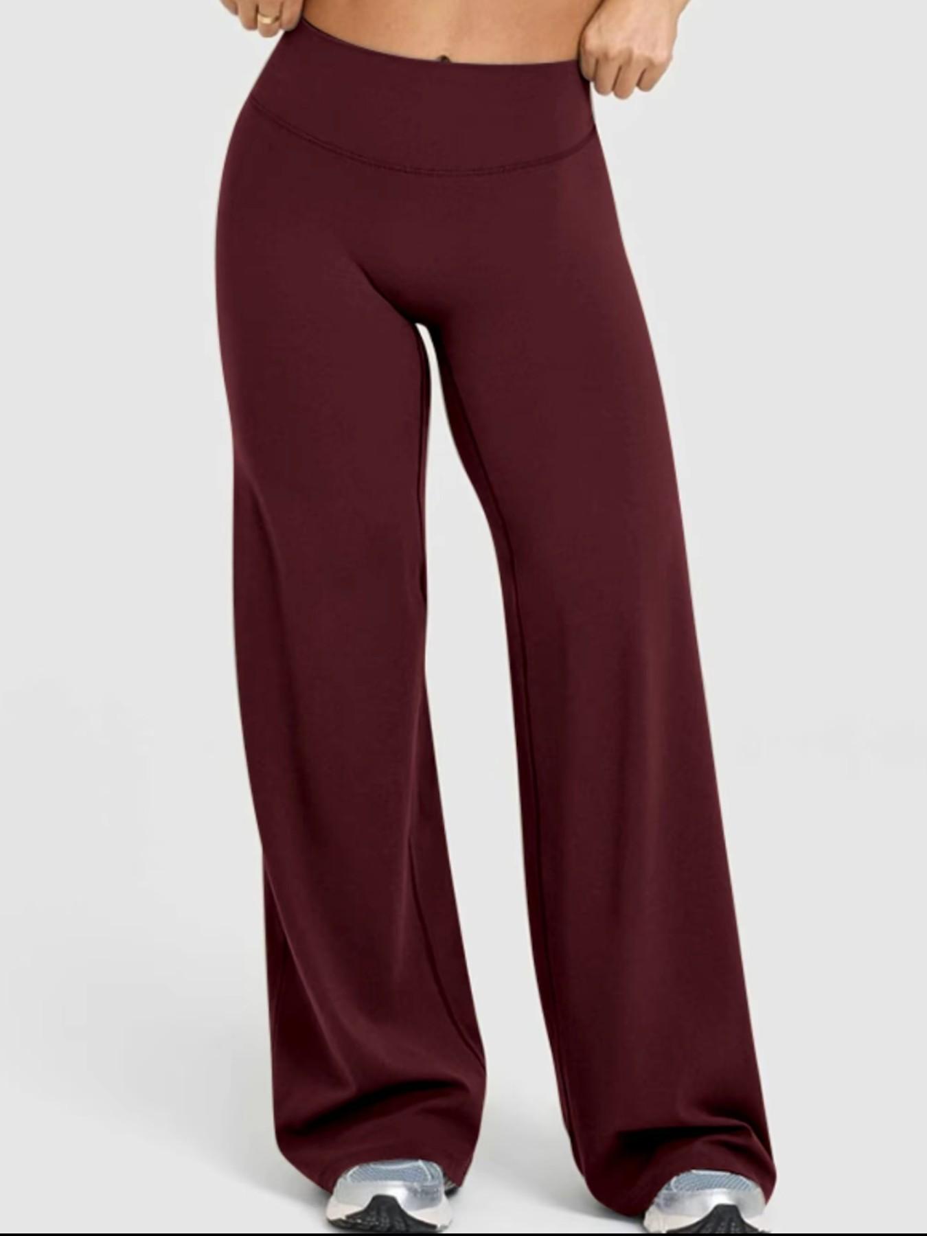 Women's High Waist Elastic Yoga Pants, Abdominal Control, Wide Leg ...