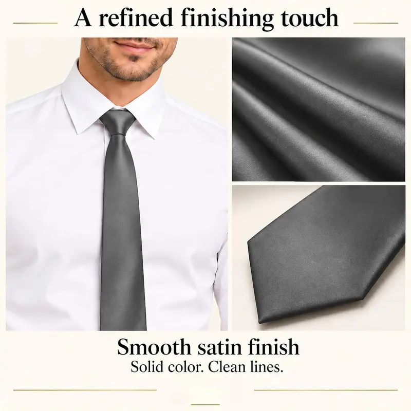 Ties for Men Solid Color Necktie for Business Wedding and Formal ...