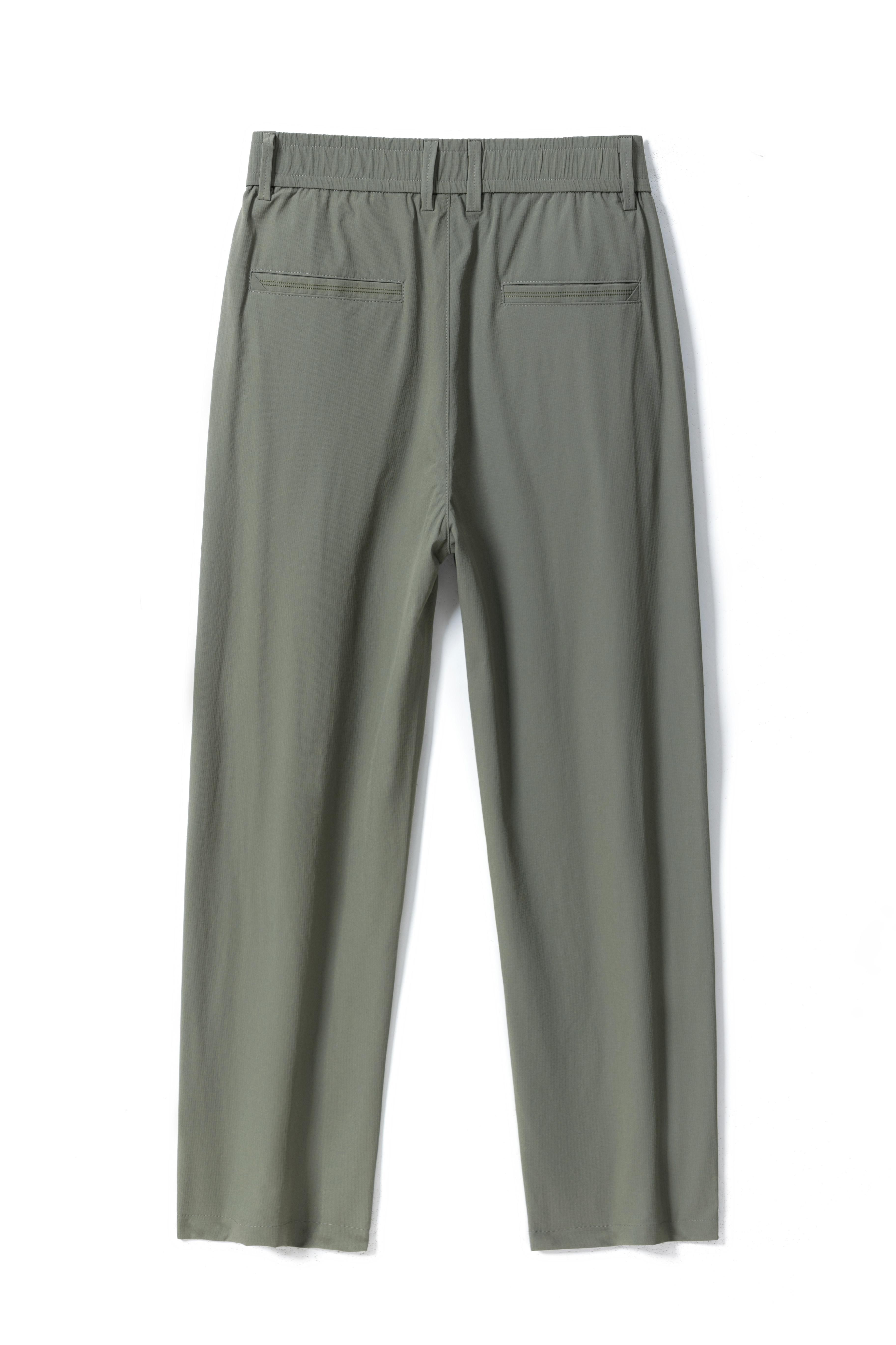 Men's Slim-Fit Formal 9-Length Trousers—crafted from a cotton-spandex ...