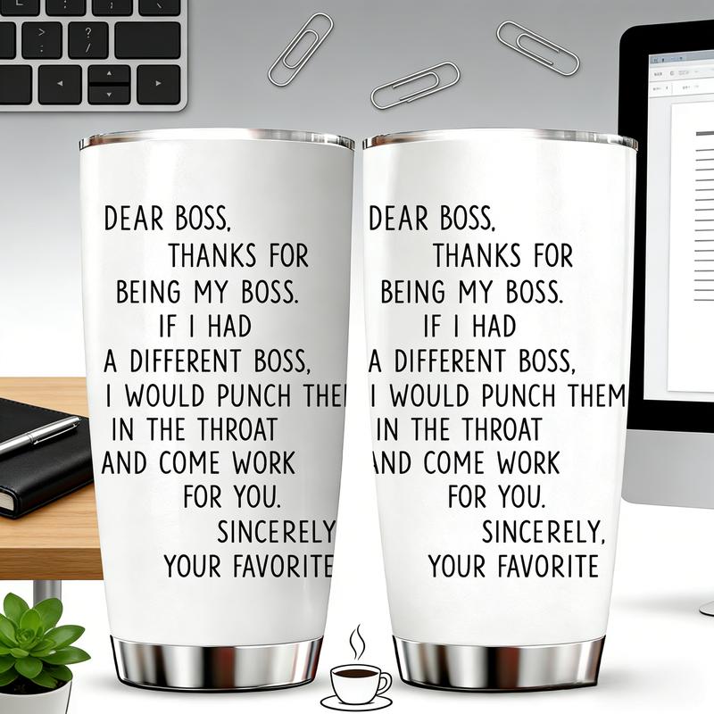 AuraCup 1pc 20oz tumbler with lid and straw, funny “Dear Boss Thanks ...