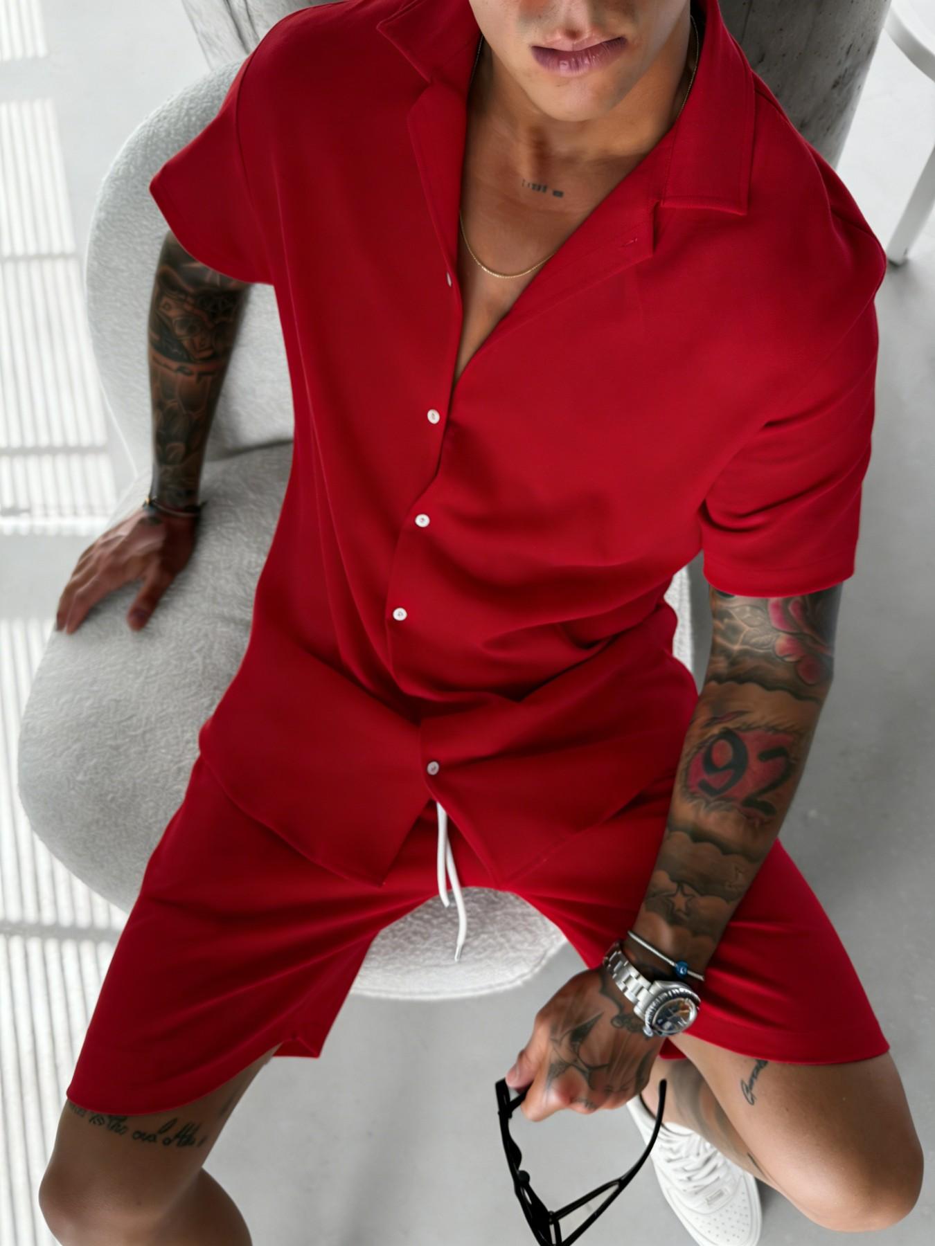 Men's Fashion Casual Cool Woven Shirt and Shorts Set, Breathable ...