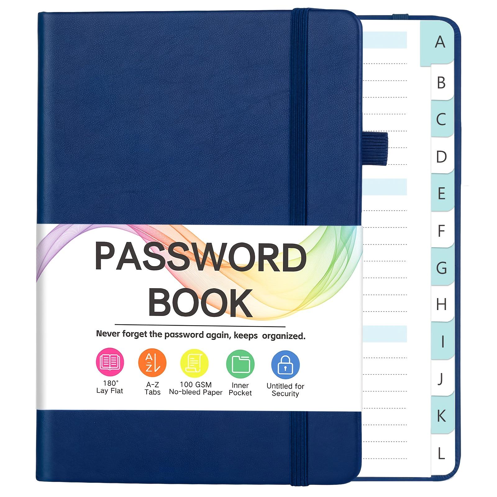 This alphabetically labelled password book with colorful pages is ...