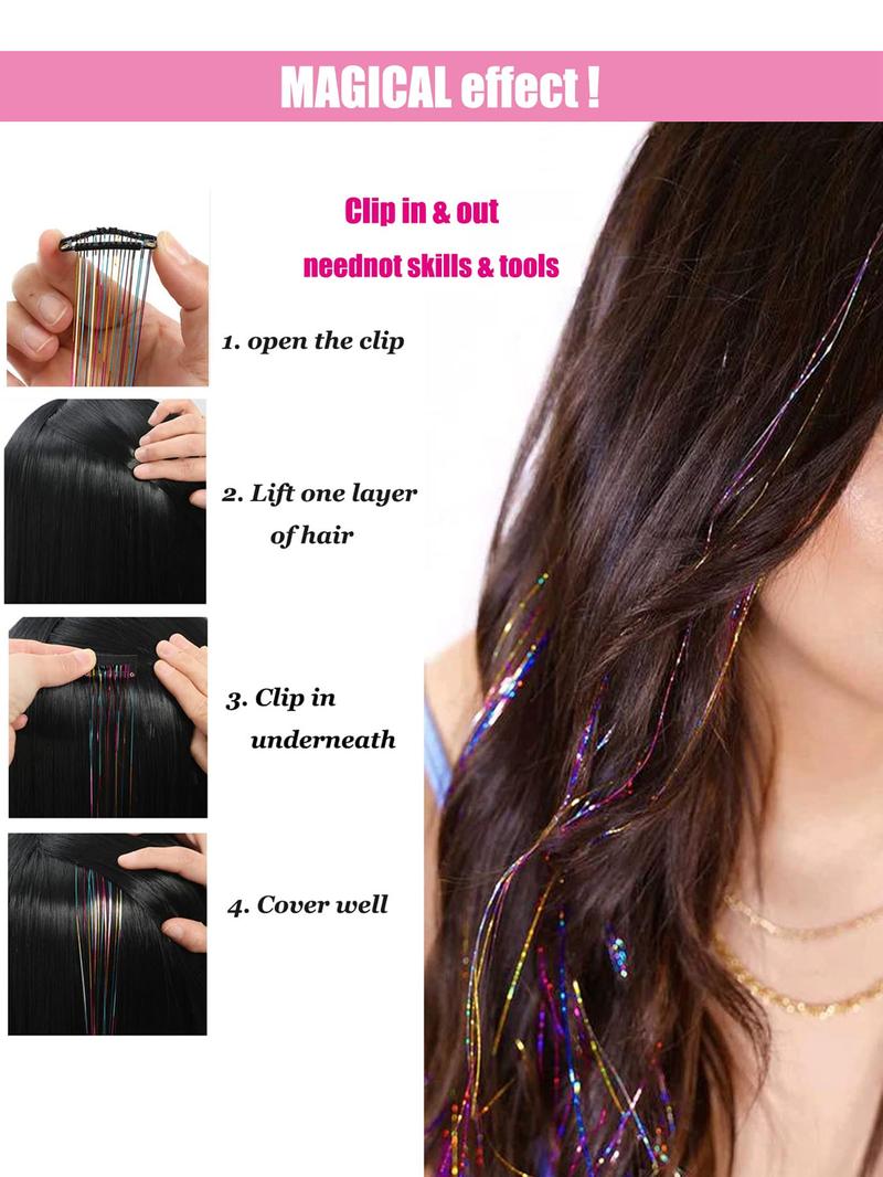 Fairy Hair Metal Wire Set, 12-Piece Clip-On Rainbow Hair Accessories ...