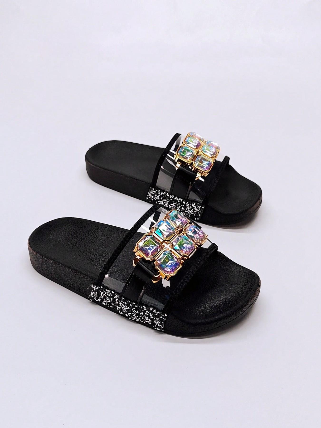New Arrivals Black Shoes With Heart, Polka Dot Metal Buckle Casual Slip ...