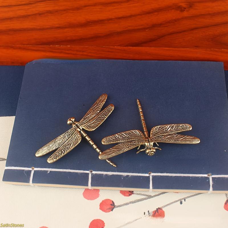 3-Pack Golden Brass Dragonfly Metal Decor Ornaments, Retro Vintage ...