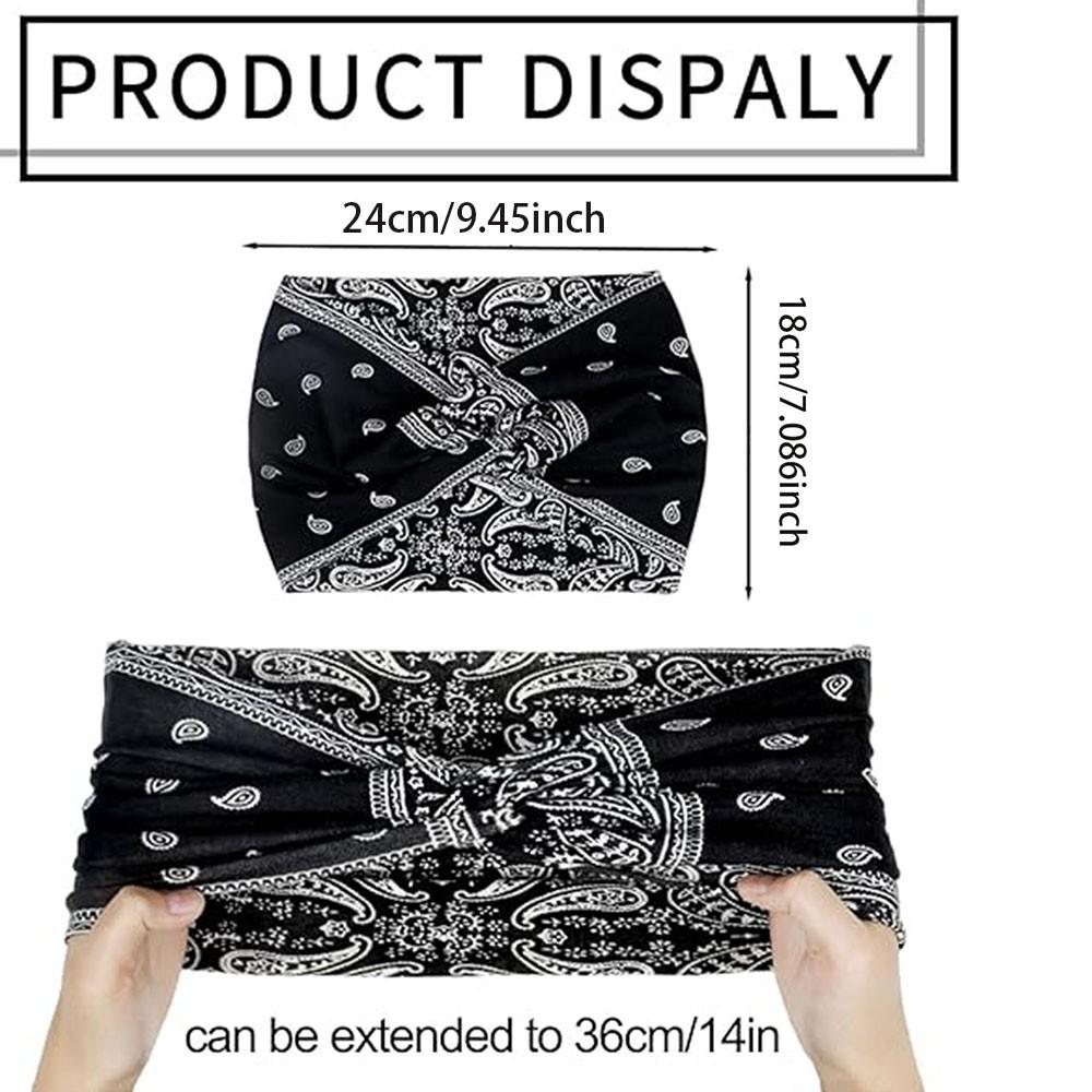 Women's Wide Headbands (7 Inches) 4-Pack, Bohemian Vintage Elastic Hair ...