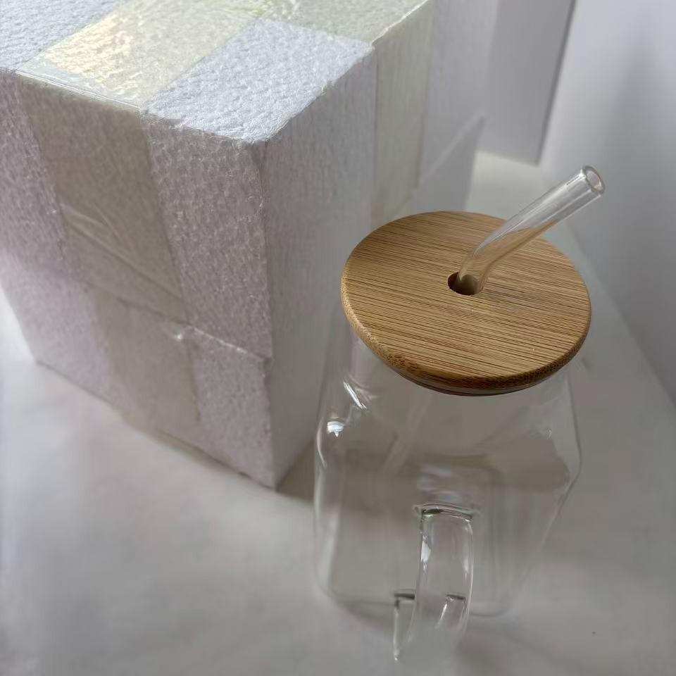 New Square Glass Milk Tea Cup, Fashion Straight Cylinder Design with ...