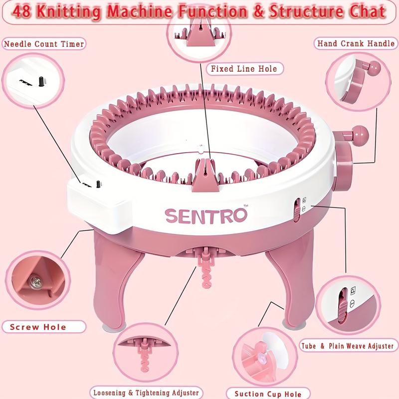 Sentro 48 Needle Knitting Machine, Portable Yarn Craft Tool with ...