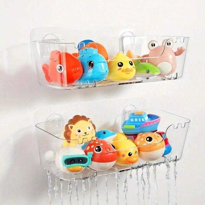 Transparent Bathtub Toy Storage Organizer with Drain Hole, Durable ...