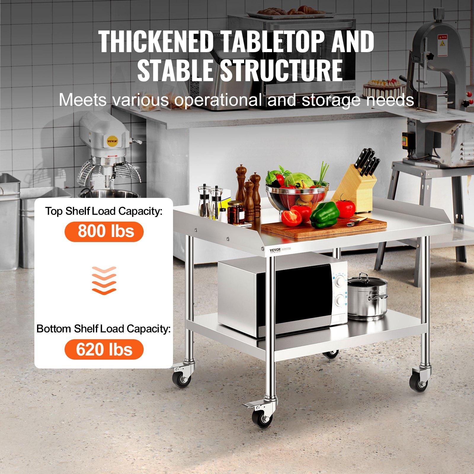 VEVOR Stainless Steel Work Table, 30 x 36 x 30 Inch Commercial Food ...