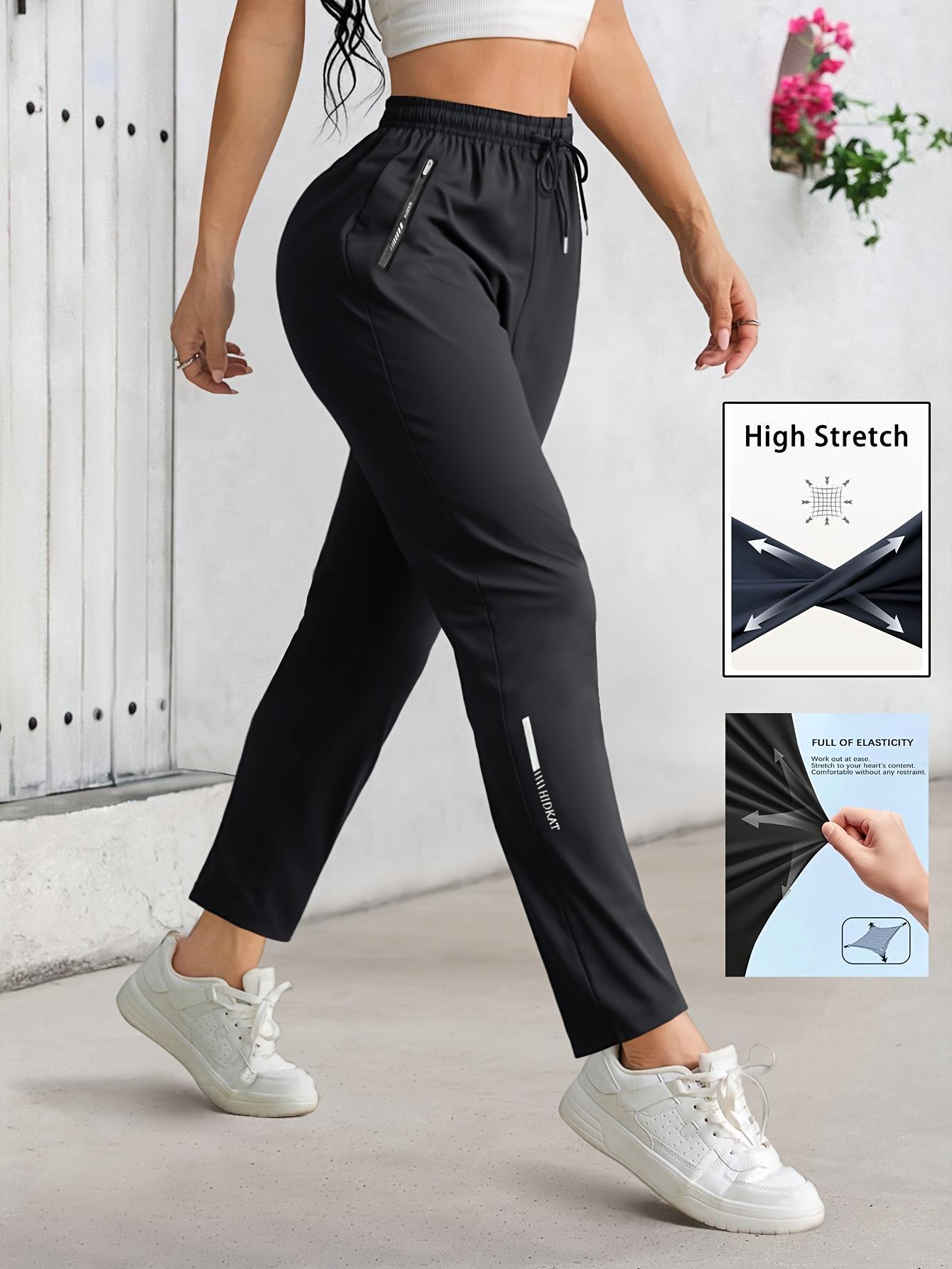 Women's High Stretch Full-Length Jogger Pants, Drawstring Waist with ...