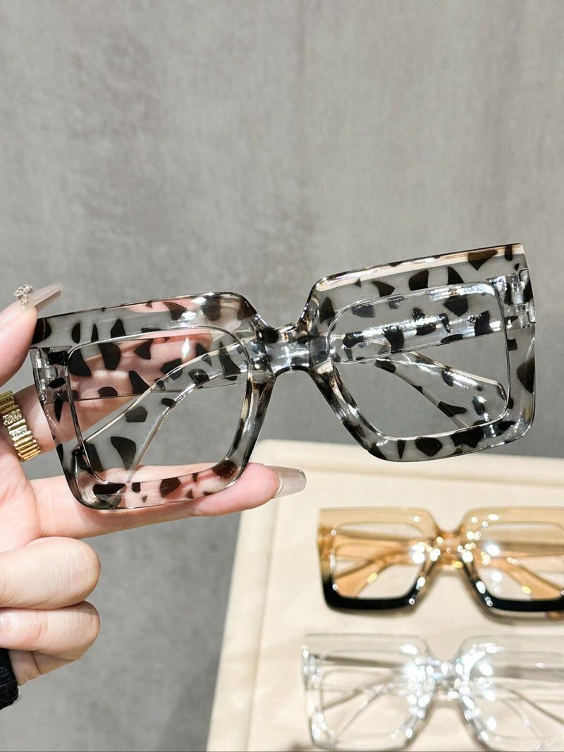 Women's Geometric Large Frame Casual Glasses Set, Fashion Eyeglasses ...