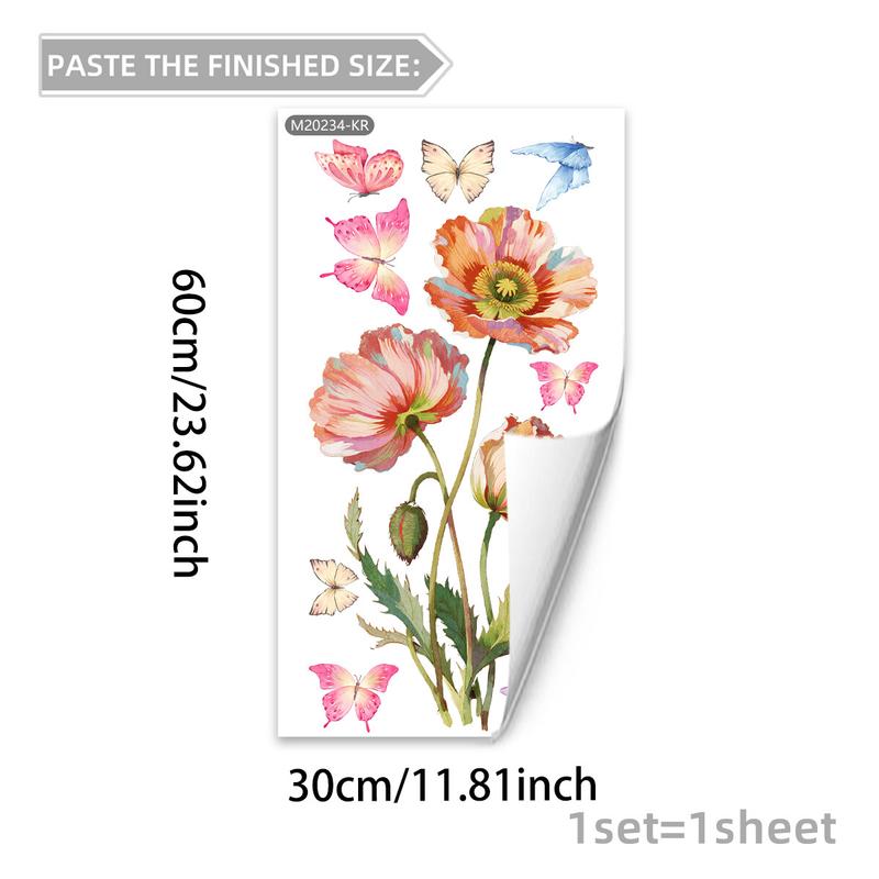 A (30*60cm) butterfly and flower 2D flat wall sticker, Wall Decal, home ...