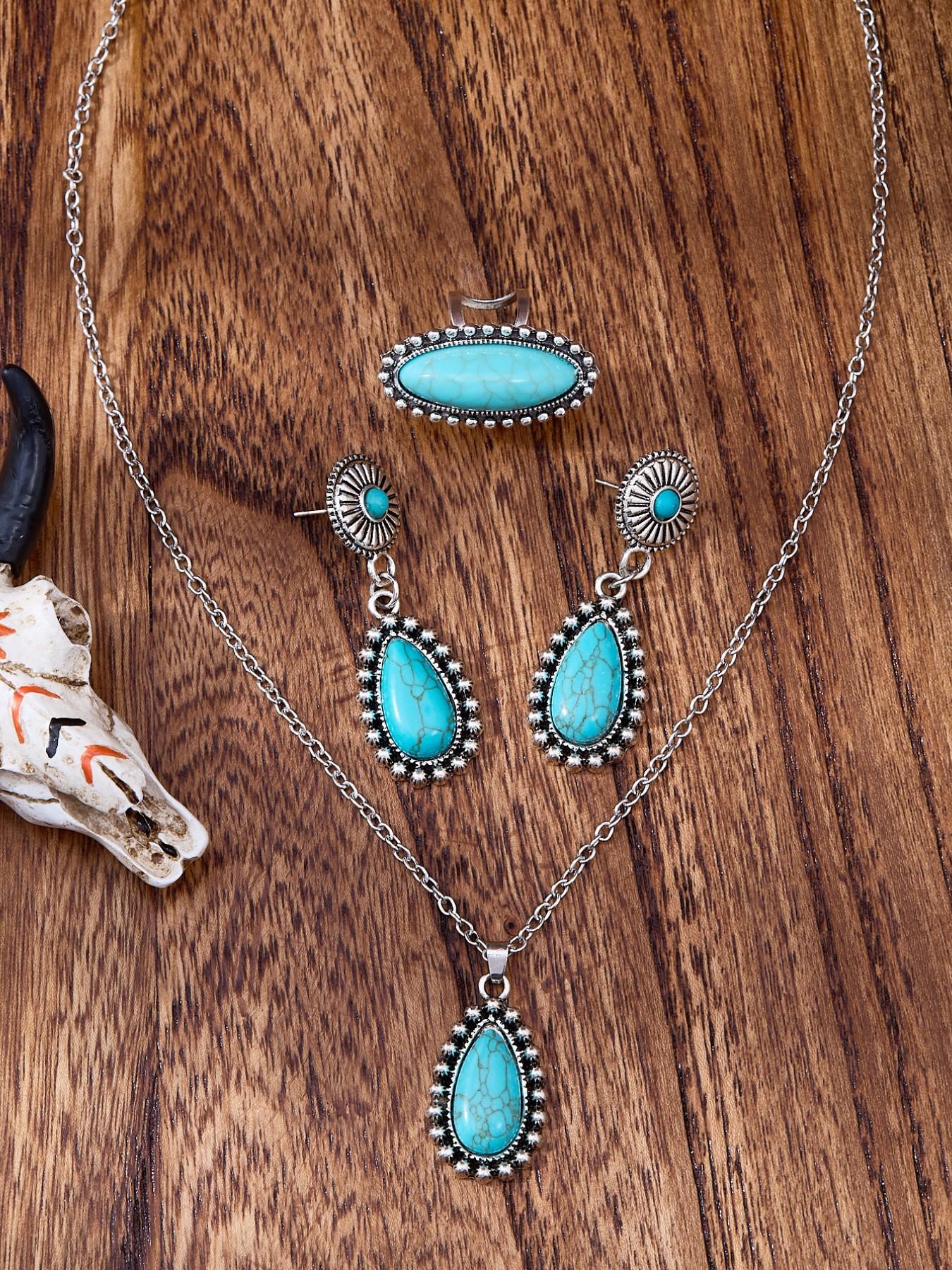 Vintage Western Cowboy Style Western Theme Tourmaline Teardrop Shape ...