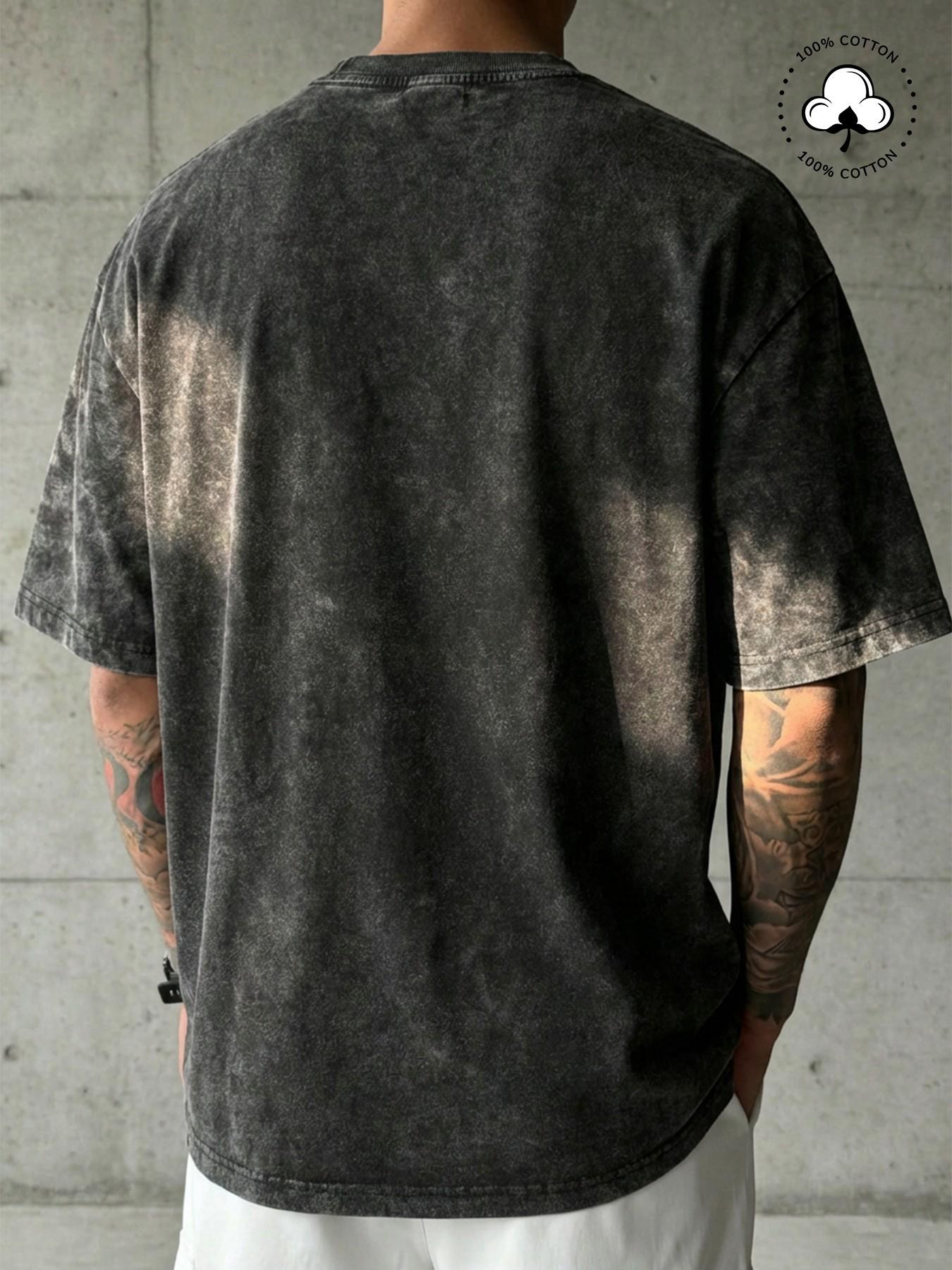 Men's Vintage Washed Black Crew Neck Short T-Shirt, Walk By Faith Bible ...