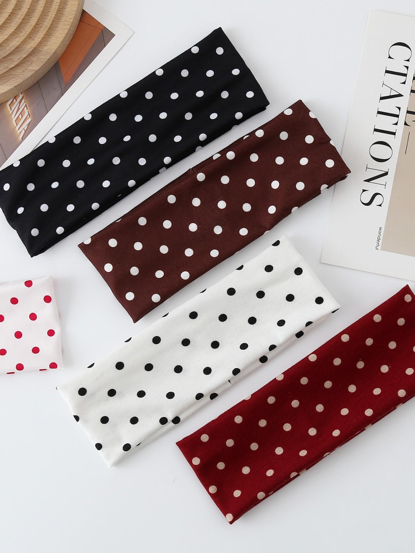 Vintage Polka Dot Elastic Sweatband, Perfect for Daily Use, Yoga ...