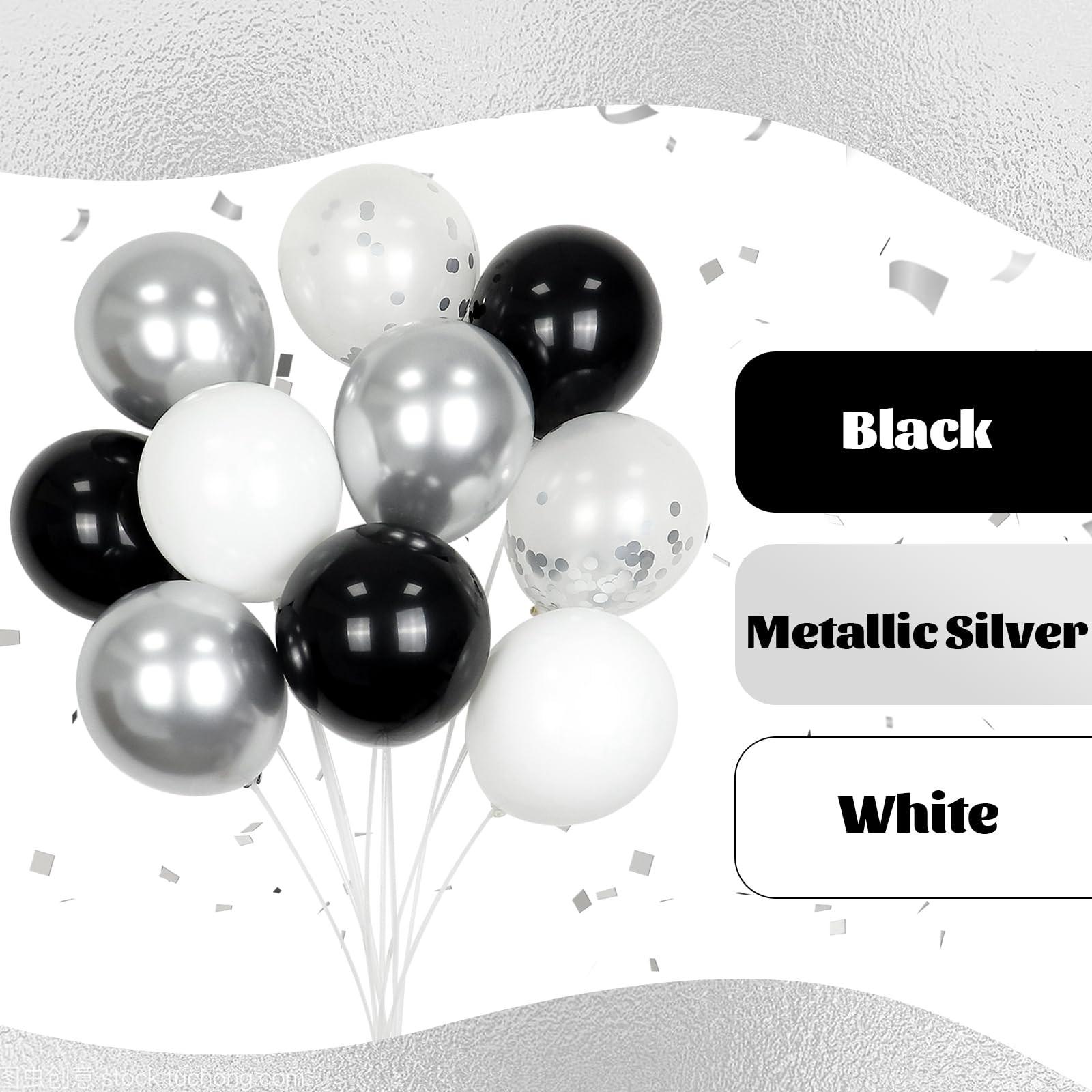 60 Black And Silver Balloons, 12 Inches, Balloon Set, Balloon Party ...