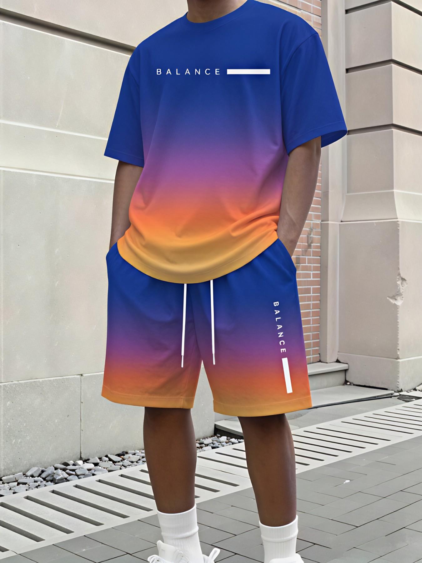New York Men’s Blue-Purple-Orange Ombre Balance 2-Piece Outfit, Micro ...