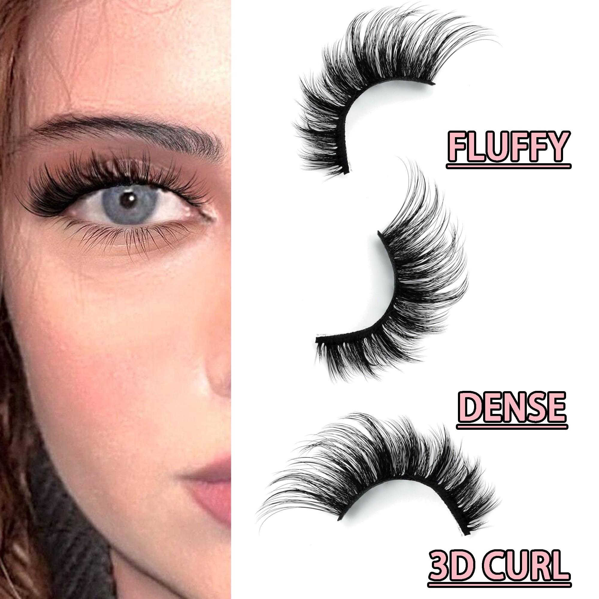 7 Pairs 3D Curled Dense Eyelashes, Mixed Lengths 8-18mm, Soft Reusable ...