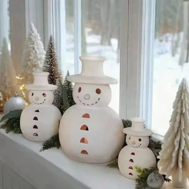 Christmas Terracotta Snowman Vintage Color Resin Figure, Resin Ornament ...