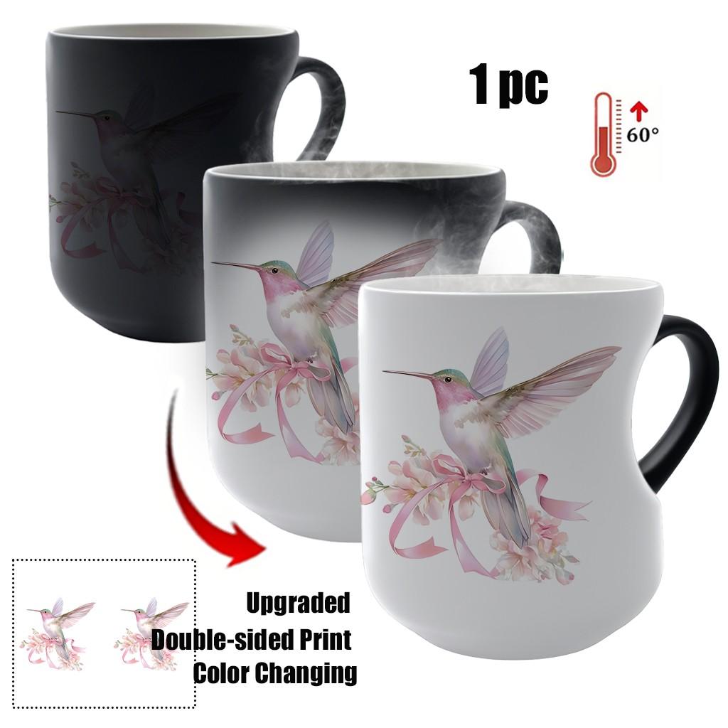 Thermosensitive Ceramic Mug Cat & Birds Design, Color-Changing 11oz Mug ...