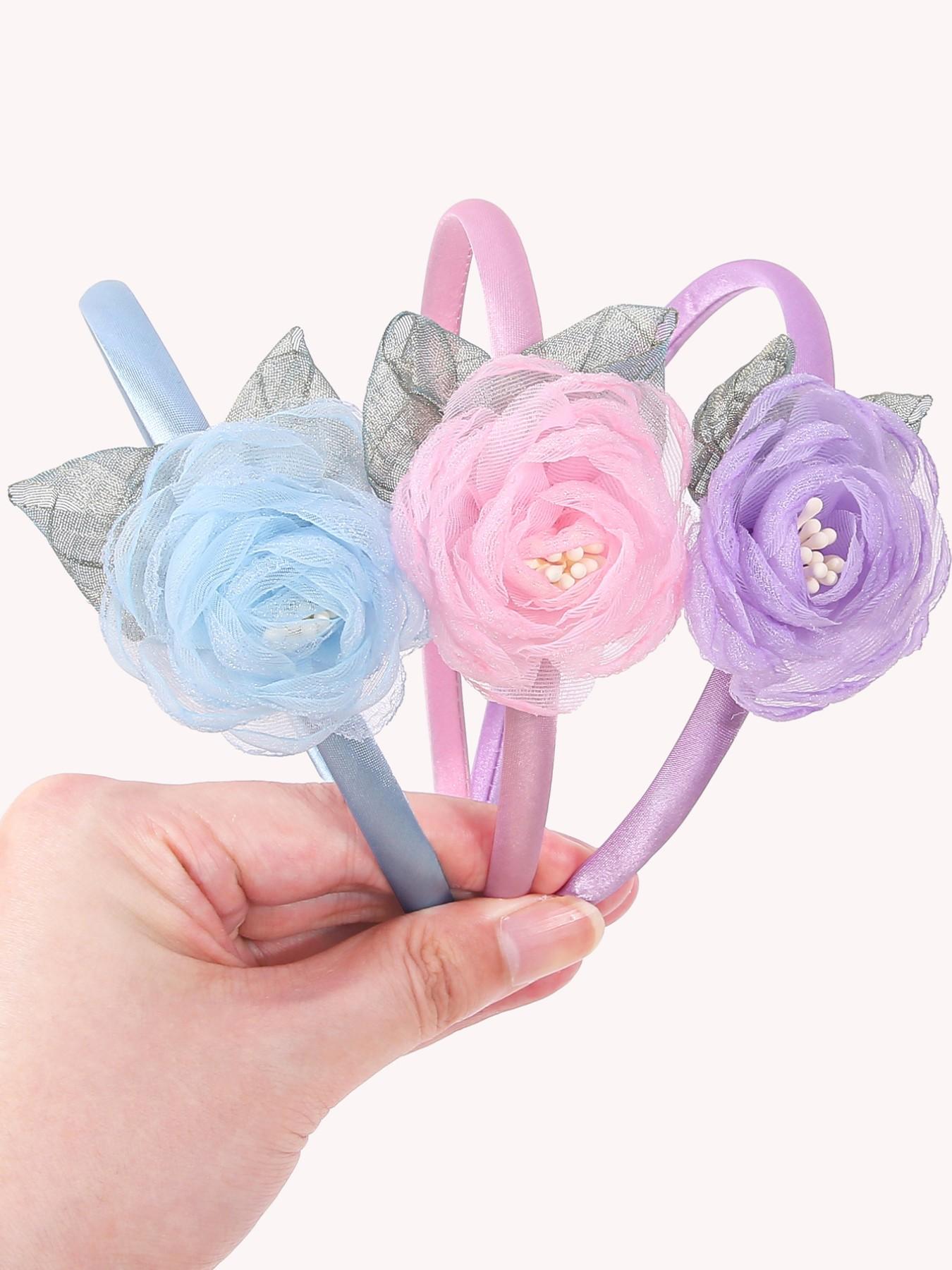 3-Piece Organza Leaf Flower Hairbands, Perfect for Women's Parties ...