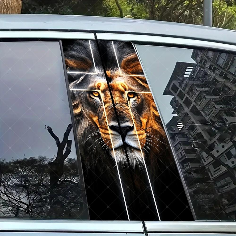 2pc Lion Cross Car B Pillar Protection Sticker, Easy Peel & Stick ...
