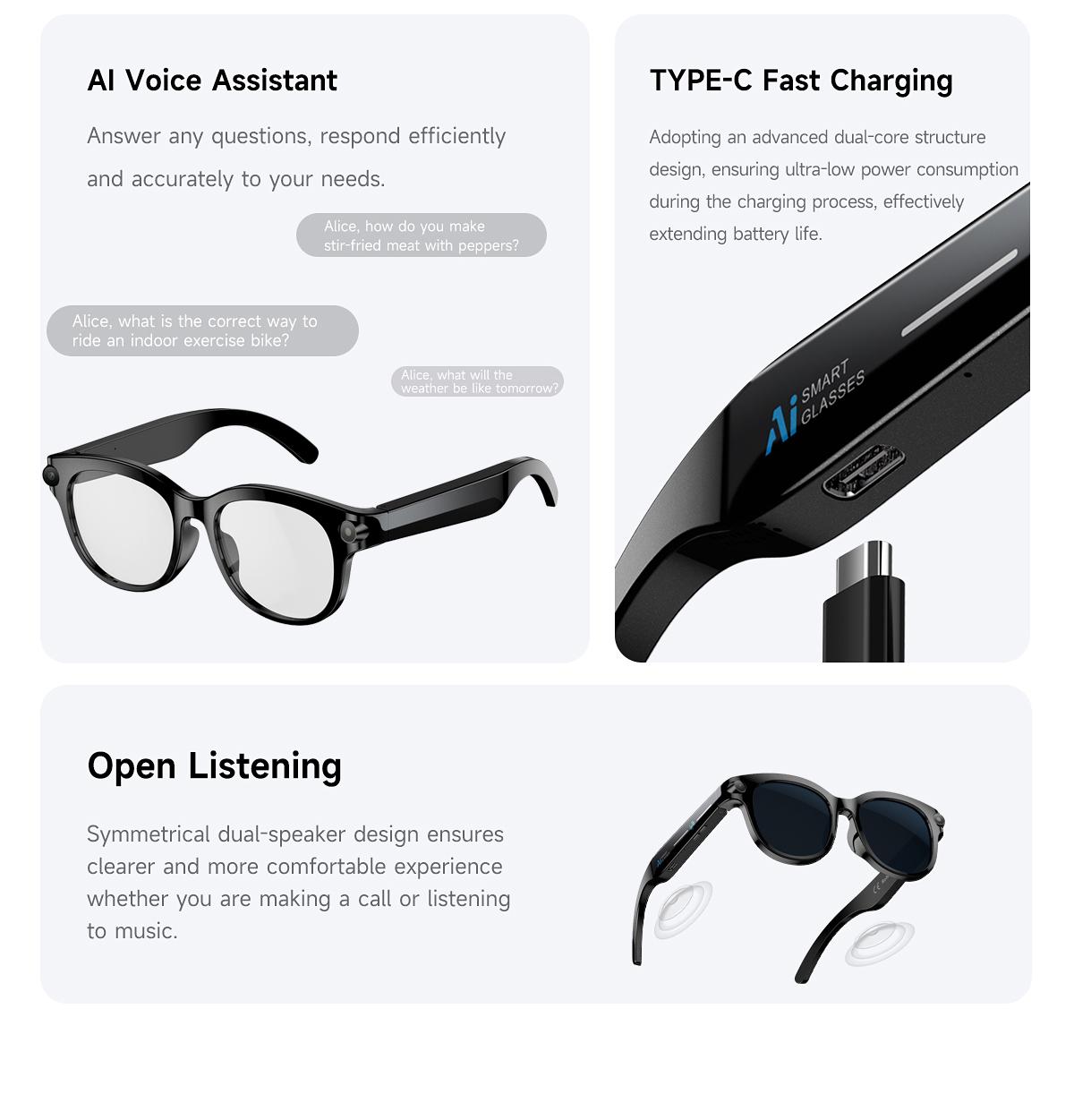 2026 Fashion AI Smart Glasses, with 200W Pixel Anti-Shake Camera ...